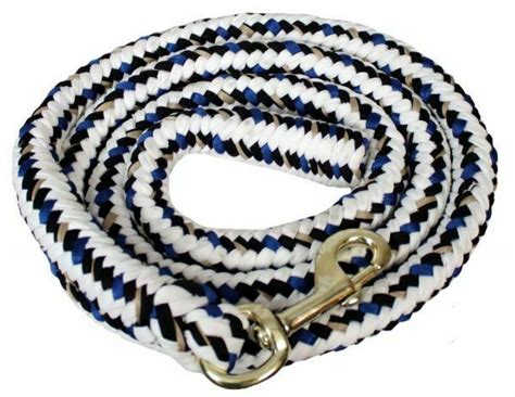 85 Braided Cotton Lead Rope Multi Colored W Heavy Duty Brass Snaps