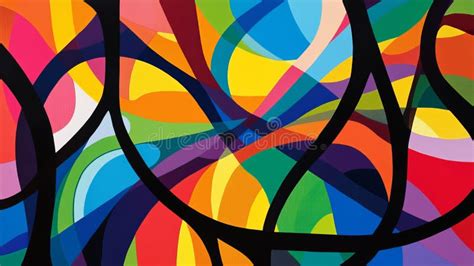 Vibrant Abstract Geometric Art With Colorful Intersecting Shapes Stock