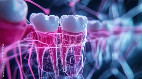 Cross Sectional 3d Diagram Of Human Teeth In Gums Highlighting Enamel