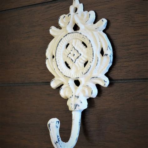 Shabby Chic Cast Iron Wall Hook Antique White Or Pick Color Etsy