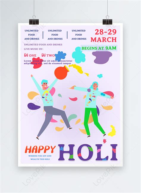 인도 홀리 만화 캐릭터 페인트 블록 홍보 포스터 이미지 사진 466139137 무료 다운로드