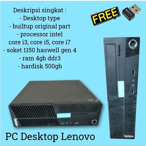 Jual Pc Desktop Lenovo Core I7 Gen 4 Ram 8gb Ssd 120gb Hdd 500gb Siap