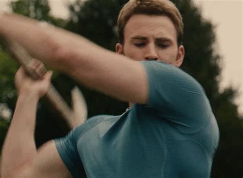 Chris Evans Flexing Biceps