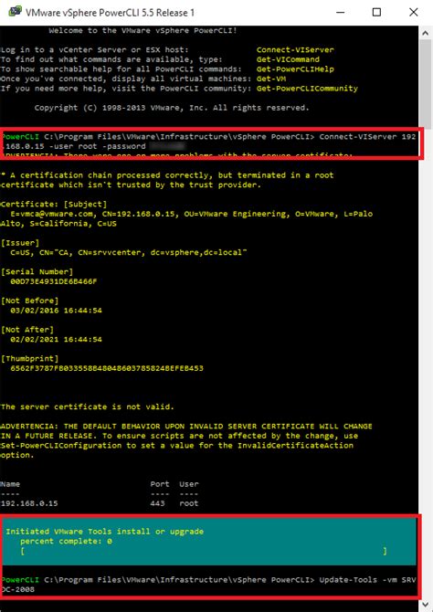 pantallazos es vsphere powercli instalar vmware tools