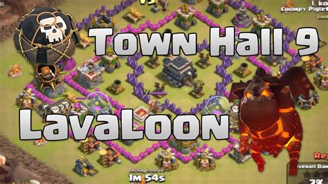 Clash Of Clans Th9 Laloon Clan War Attack Strategy Youtube
