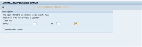 PC M UTAX SAP Tcode Tax Reporter Util Delete Entries
