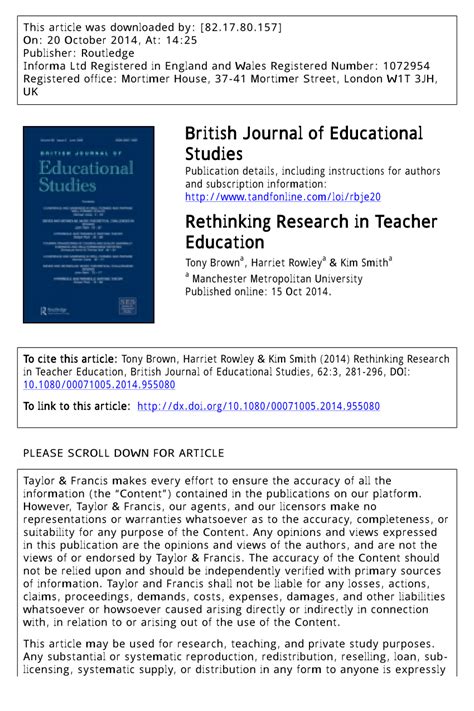 Pdf Rethinking Research In Teacher Education