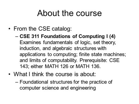 CSE 311 Foundations Of Computing I Autumn 2011 Lecture 1 Propositional