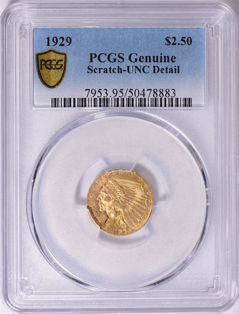 1929 Indian Gold Quarter Eagle PCGS Genuine Unc Details Item 1732611