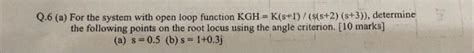 Solved For The System With Open Loop Function Kgh Ks1