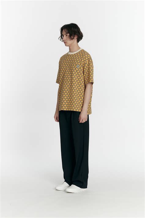 24ss 차은우 Pick Lks41349옐로우 오버핏 플라워 자카드 반팔 티셔츠liberclassy