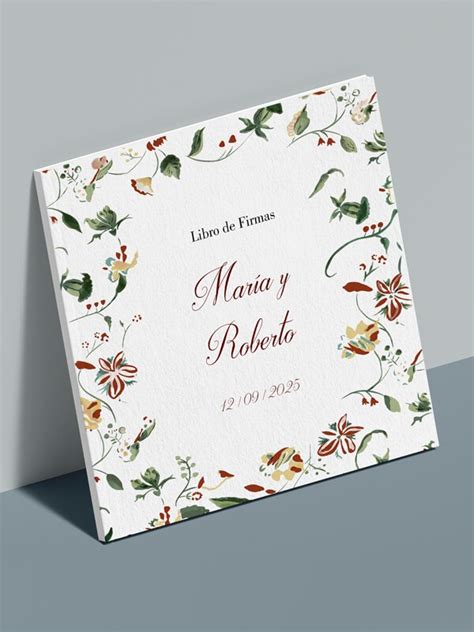 Libro Firmas Boda POPPY FLOR Libros De Firmas Para Bodas Felizia
