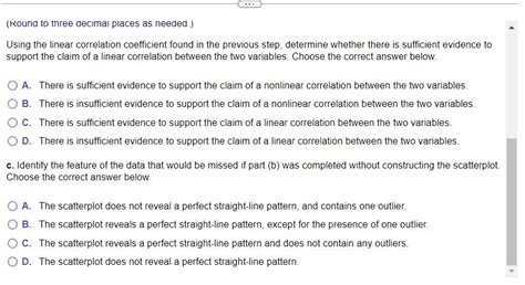 solved use the given data set to complete parts a through
