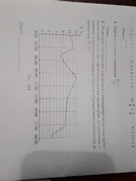 На рисунке 104 показано как менялась температура воздуха на протяжении одних суток По