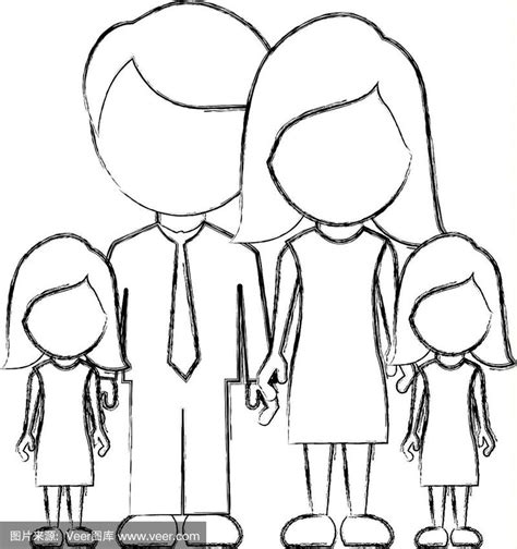 全家福简笔画四口之家俩女简单笔画怎么画啊（漂亮11张）简笔画图片大全
