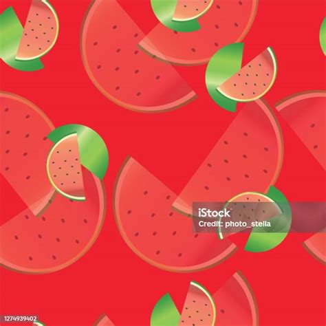빨간색 배경에 수박 슬라이스 벡터가 있는 매끄러운 패턴 0명에 대한 스톡 벡터 아트 및 기타 이미지 0명 과일 녹색 Istock