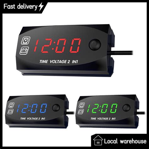 Motorycycle DC V V In Digital Time Clock Voltage Voltmeter IP Waterproof Tester Battery