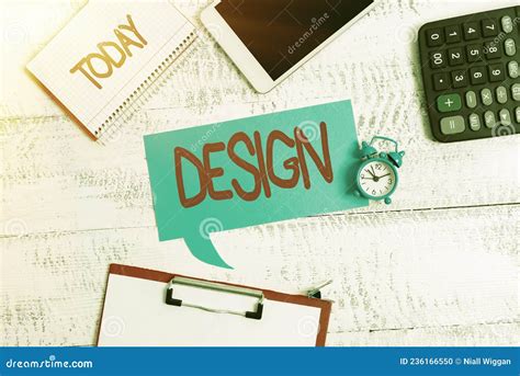 Hand Writing Sign Design Business Overview Plan Drawing Produced To Show Look Function Or