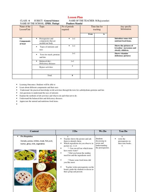 6 1 Lip Lesson Plan Mrs Pdf Vitamin Nutrients