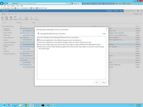 The Service Application Is The Default Store Location For Column