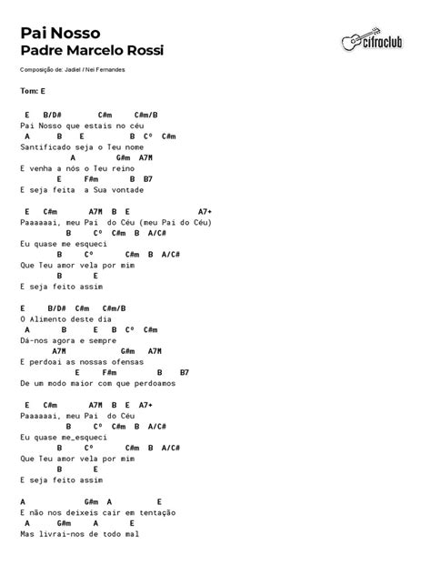 Letra Do Pai Nosso Padre Marcelo Rossi Pdf