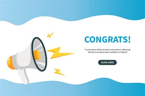 축하합니다 메가폰이 있는 배너 축하합니다 말풍선 배너 소매 쇼핑 온라인 마케팅 템플릿 배너 포스터 및 배경에 대 한 벡터 그림 개념에 대한 스톡 벡터 아트 및 기타 이미지