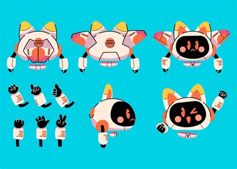 손으로 그린 로봇 캐릭터 생성자 그림 무료 벡터