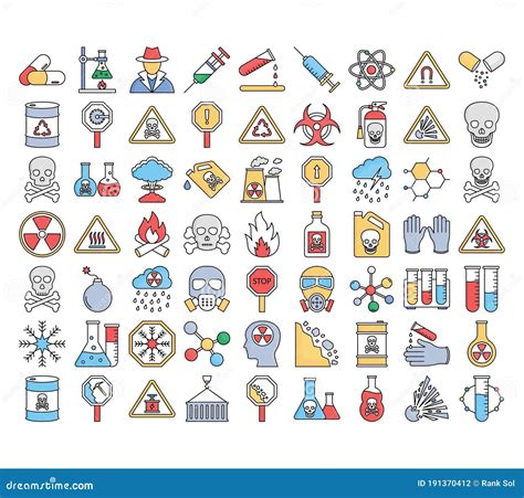 Poison And Danger Symbols Vector Icons Set Every Single Icon Can Be