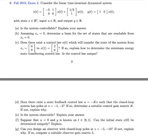 Solved Fall Exam Consider The Linear Chegg