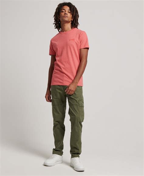 Homme T Shirt Essential Logo En Coton Bio Corail Chiné Superdry Fr