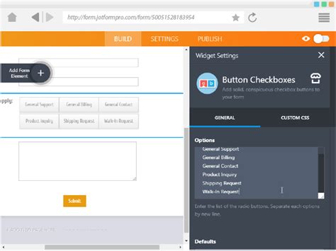 Button Checkboxes Form Widgets Jotform