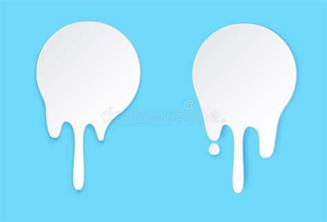 Melt Drip Stickers Or Circle Milk Labels Vector Liquid Drops Icons For