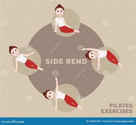 Pilates Moves Exercises Boomerang Cute Cartoon Vector Illustration 255574594
