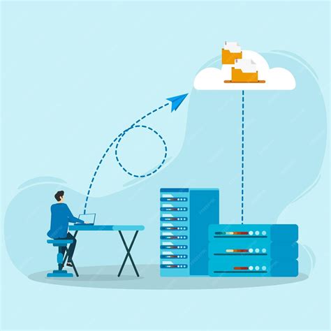 Premium Vector Cloud Technology Man Storing Data On Cloud Server