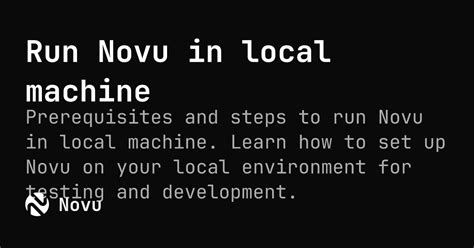 Run Novu In Local Machine Novu Documentation