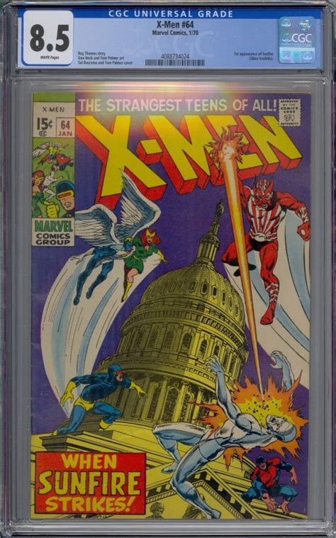 X Men 64 Cgc 85 1st Sunfire Shiro Yoshida White Pages Comic Books