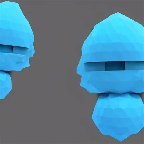 3d Render Of A Cute Simplistic Cyan Crystal Character Stable