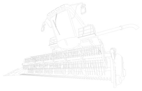 흰색 식품 산업 차량 연구 개념산업 3d 그림에 대형 밀 결합 수확기의 얇은 윤곽 상세한 3d 모델 장비에 대한 스톡 사진 및 기타 이미지 Istock