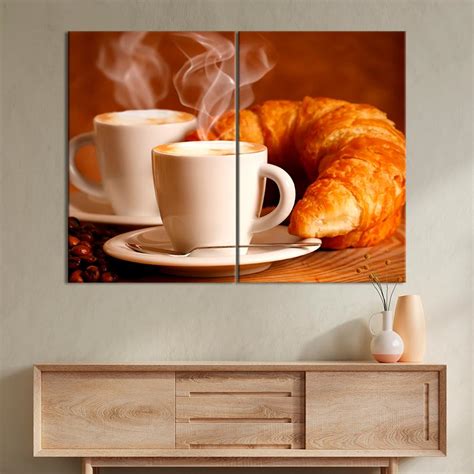 ᐉ Настінний декор Гаряча кава та круасани 71x51 см A335 2 • Краща ціна в Києві Україні