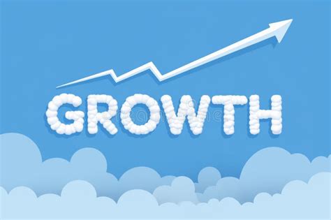 Clear Sky With Growth In Cloud Like Font And An Upward Arrow Stock