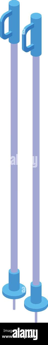 Ski Poles Standing Upright Are Depicted In An Isometric Illustration