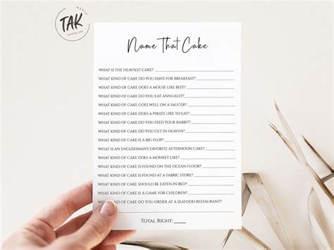 Minimalist Bridal Shower Name That Cake Game Bridal Shower Game