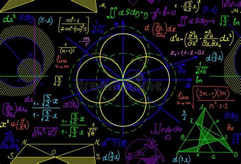 Mathematical Multicolored Vector Seamless Background With Handwritten Formulas Equations Task