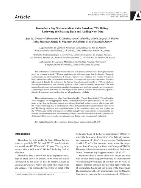 Pdf Guanabara Bay Sedimentation Rates Based On Pb 210 Dating Reviewing The Existing Data And