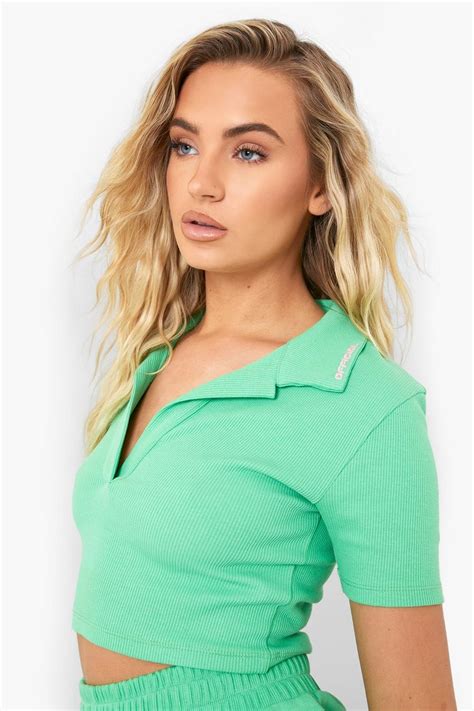 Official Rib Crop Polo Boohoo