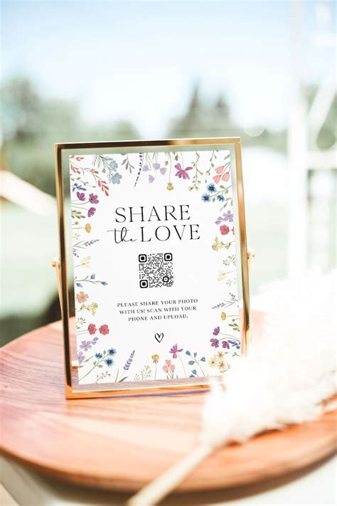 Share The Love QR Code Sign Template Wildflower Wedding Reception