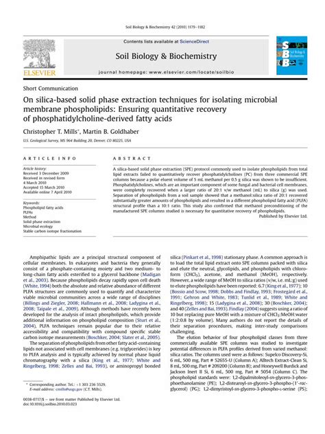 PDF On Silica Based Solid Phase Extraction Techniques For Isolating Microbial Membrane
