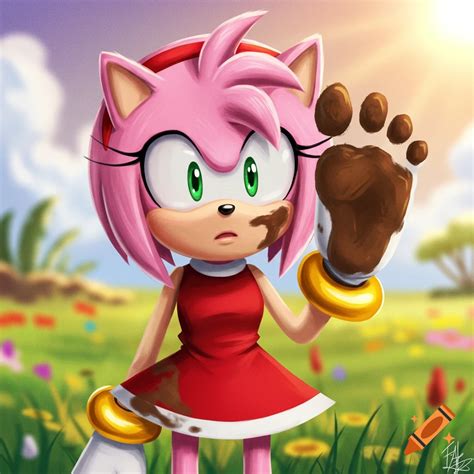Comic Style Illustration Of Amy Rose A Pink Hedgehog Standing In A