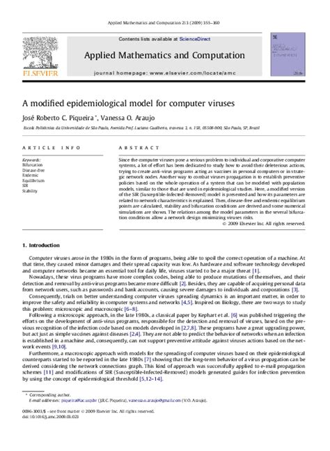 Pdf A Modified Epidemiological Model For Computer Viruses
