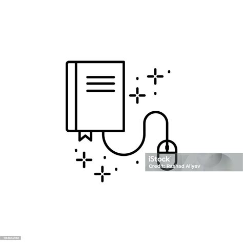 책 마우스 아이콘 Ui 및 Ux 웹 사이트 또는 모바일 응용 프로그램에 대한 온라인 교육 아이콘의 간단한 라인 개요 벡터 개념에 대한 스톡 벡터 아트 및 기타 이미지